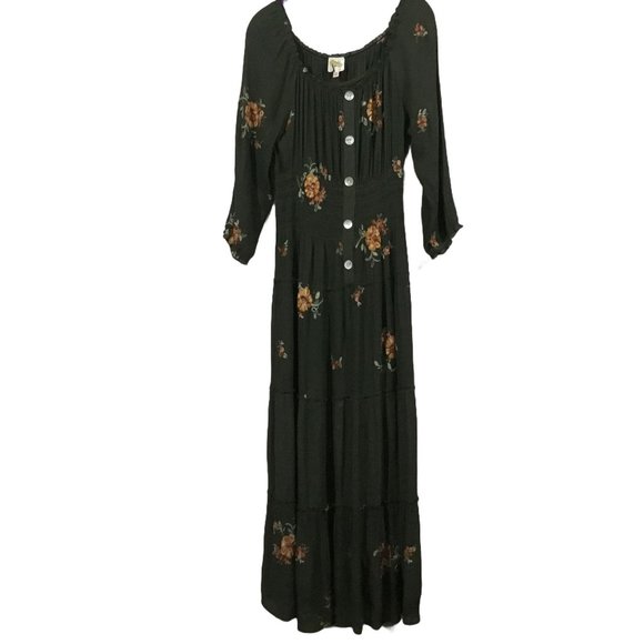 Anthropologie | Dresses | Fig Flower Anthropologie Green Tiered Smocked ...